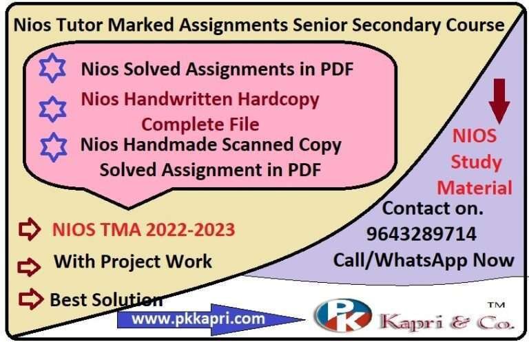 Nios Tutor Marked Assignments Senior Secondary Course 2024 All Subjects - PK Kapri & Co.